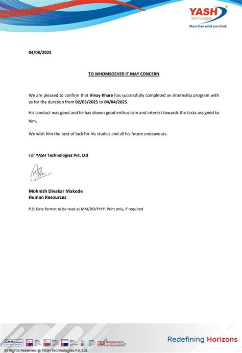 Internshipcompleted Pythondeveloper Yashtechnologies Vinay Khare