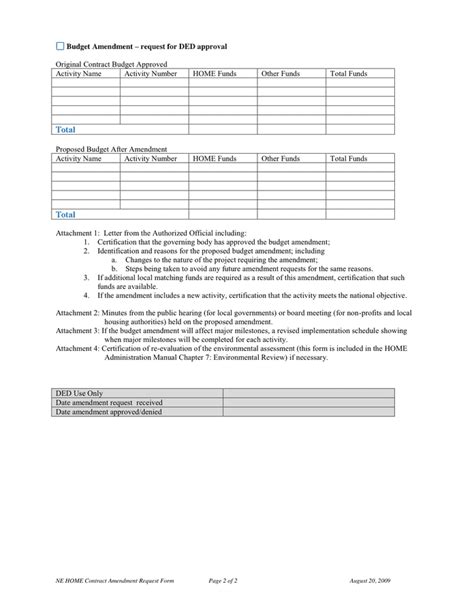 Home Contract Amendment Request Form In Word And Pdf Formats Page 2 Of 2