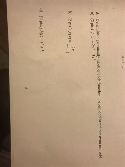 Solved Determine Algebraically Whether Each Function Is