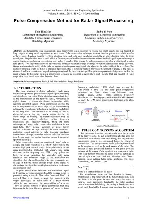 Pulse Compression Method For Radar Signal Processing Pdf