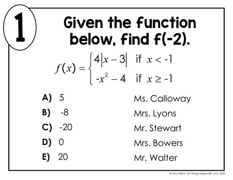 Piecewise Functions With Nonlinear Functions Math Lib Activity All