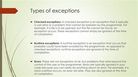 Ppt Java Exceptions Types Classes And Handling Methods Powerpoint