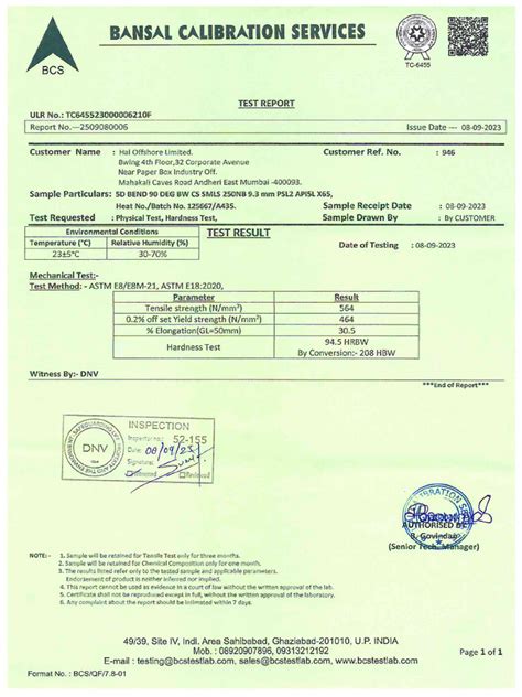 Test Reports And Calibration Certificates Pdf