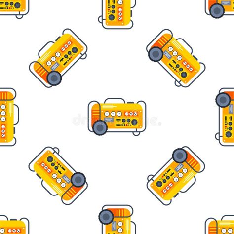 Portable Generator Seamless Pattern Representing Emergency Power Supply For Domestic Use Stock