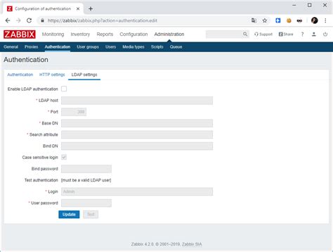 Zabbix 42 — настройка Ldap аутентификации Internet