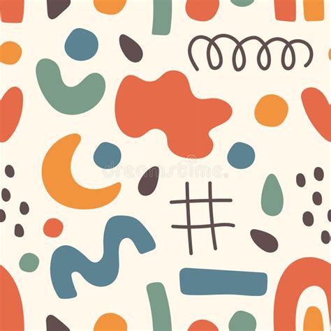 Abstract Geometric Shapes Seamless Pattern Modern Contemporary Hand Drawn Vector For Minimalist