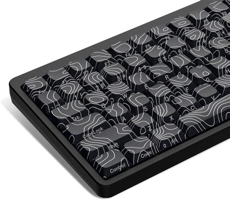 Low Profile Keycaps Double Shot Pbt Keycaps Black Topographic Keyboard Caps Side Printed Dye