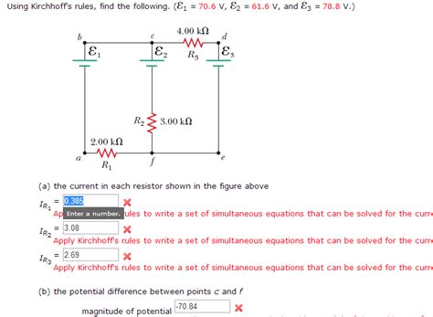 Solved Using Kirchhoff S Rules Find The Following Chegg