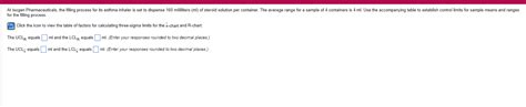 Solved More Info Factors For Calculating Three Sigma Limits