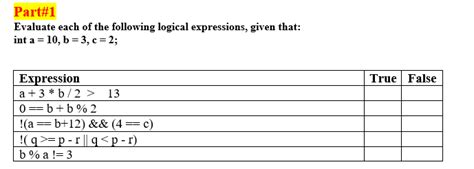 Solved Part Evaluate Each Of The Following Logical Chegg Com