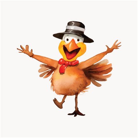 Cheerful Cartoon Turkey Dancing Premium Ai Generated Vector