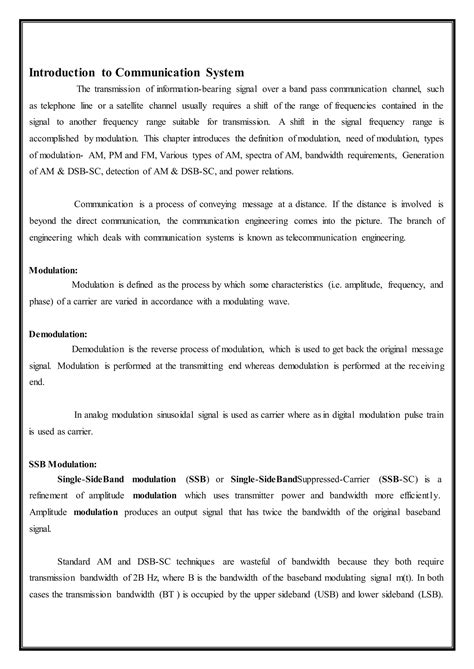 Communication Theory 1 Project Single Side Band Modulation Using Filtering Method And