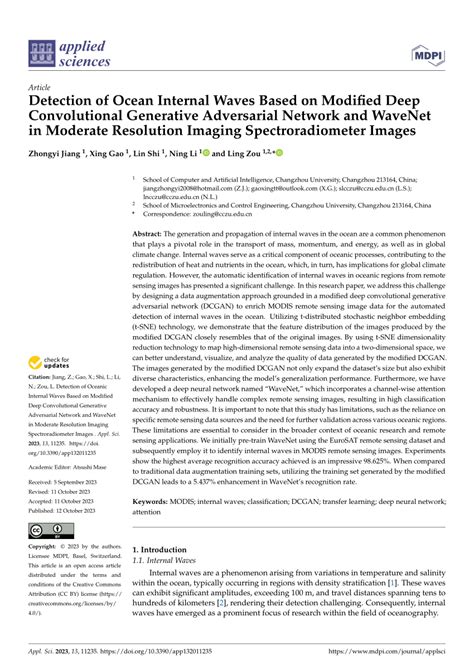 Pdf Detection Of Ocean Internal Waves Based On Modified Deep Convolutional Generative