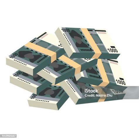 키르기스스탄 솜 벡터 일러스트 레이 션입니다 키르기스스탄 돈 세트 번들 지폐 지폐 1000 솜 플랫 스타일 흰색 배경에 격리 심플한 미니멀 디자인 0명에 대한 스톡 벡터