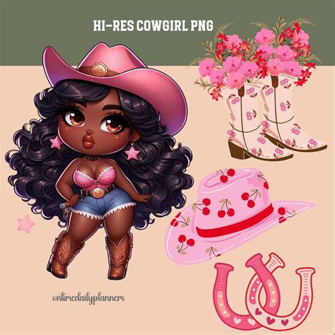 Afro Cowgirl Chibi Bundle Png Chibi Doll African American Cowgirl