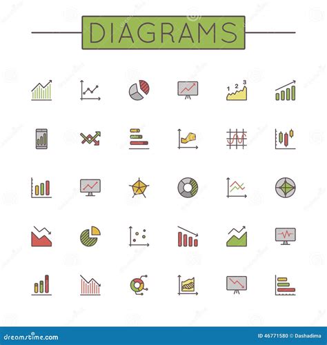 Diagrams Line Icons Signs Set Design Collection Of Graphs Charts Maps Plots Tables Images