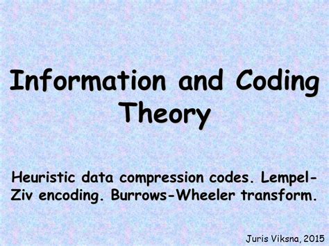 information and coding theory heuristic data compression codes lempel