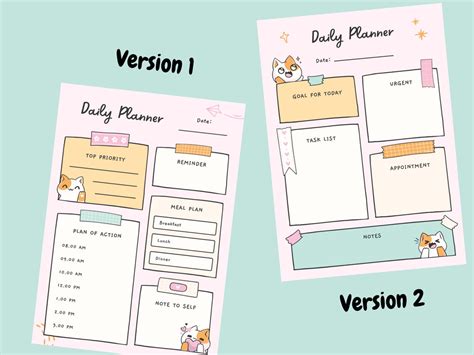Cute Daily Planner Printable Printable Planner Planner Set Instant