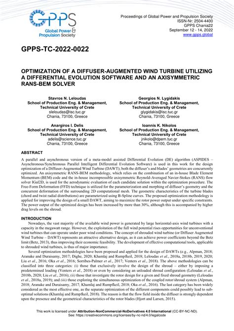 pdf optimization of a diffuser augmented wind turbine utilizing a