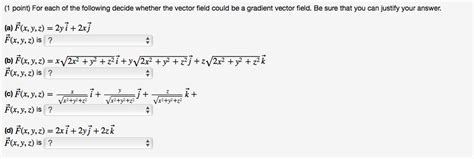 solved for each of the following decide whether the vector