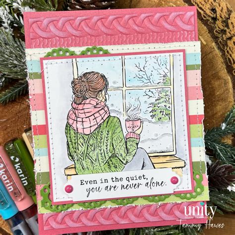 Gretchen Girl Red Rubber Stamp Set Cozy Winter Window Scene By Angie Blom