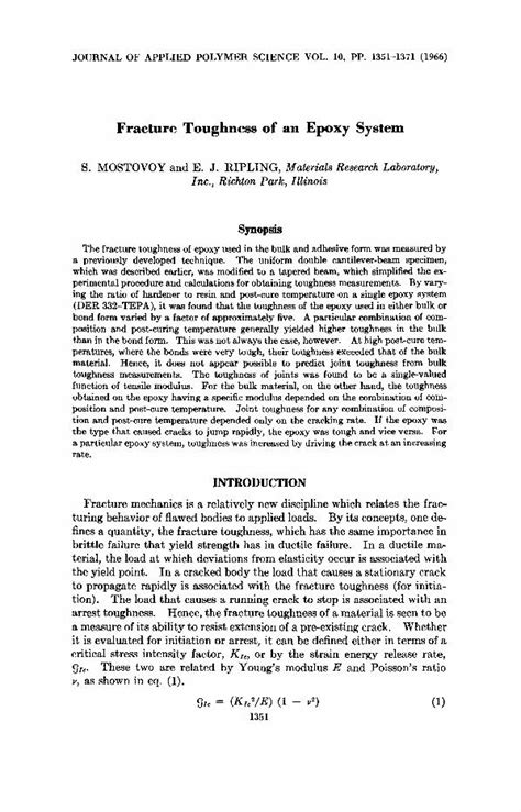 Pdf Fracture Toughness Of An Epoxy System Dokumen Tips