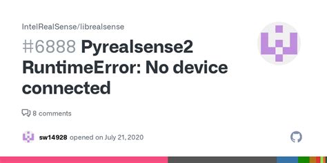 Pyrealsense RuntimeError No Device Connected Issue IntelRealSense Librealsense GitHub