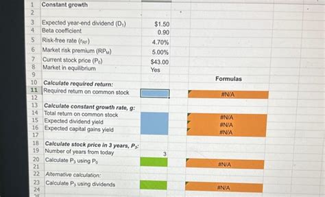 Solved Excel Online Structured Activity Constant Growth You Chegg