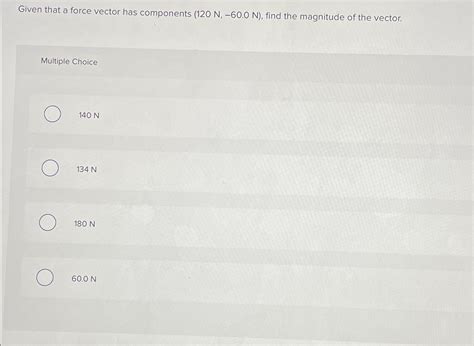 Solved Given That A Force Vector Has Components Chegg Com