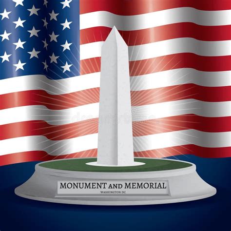 Washington Monument And Memorial Vector Illustration Decorative Design