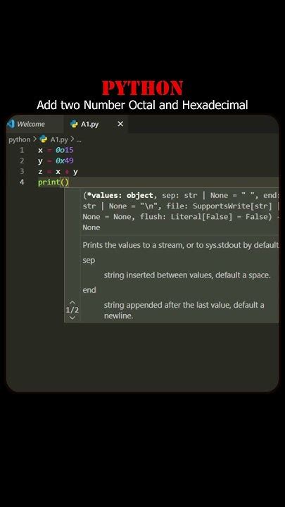 How To Add Two Numbers Octal And Hexadecimal In Python Language Shorts Python C Program