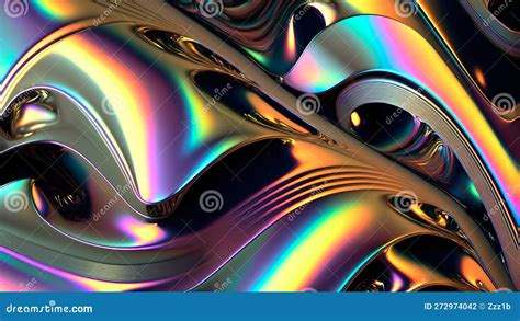Texture And Abstract Full Frame Background Of Iridescent Metal Neural Network Generated Art