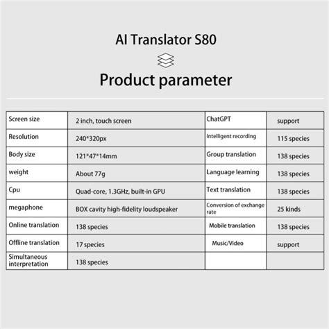 S80 Language AI Translator Device with 138 Languages Voice Translating 17 Offline Translation ...