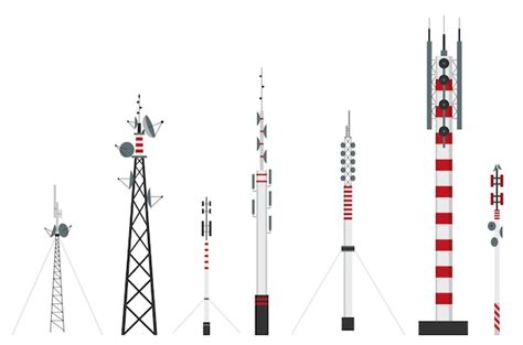 Premium Vector Communication Towers Wireless Antennas Cellular Wifi Radio Station Broadcasting
