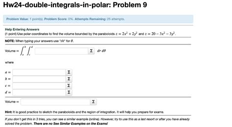 solved hw24 double integrals in polar problem 9 problem
