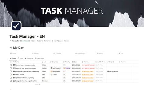 Task Manager Pro Gtd Notion Template