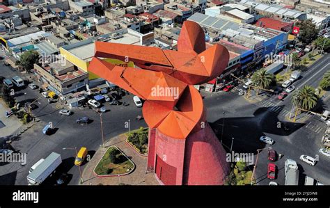 Aerial View Of Monument Of El Coyote In Nezahualcoyotl Aerial View Of