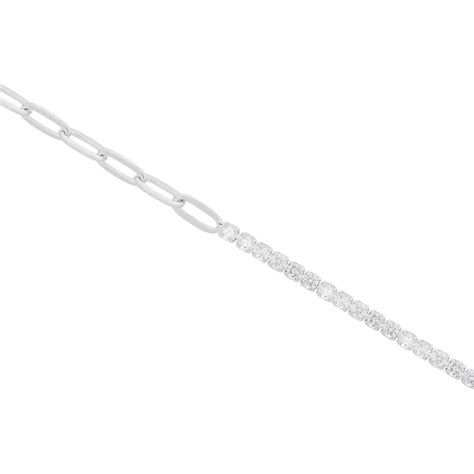 Macey Gemstone Tennis And Paperclip Chain Bracelet Silver Loveless Friday