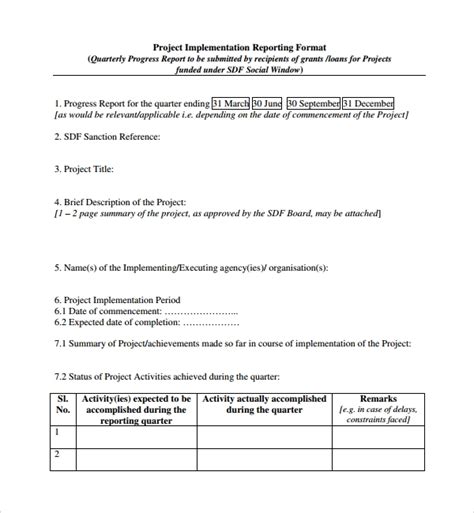 Project Implementation Report Template 5 Professional Templates