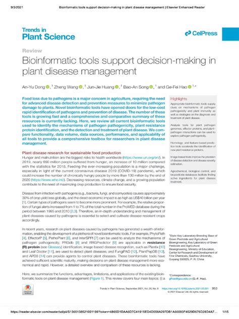 Bioinformatic Tools In Plant Disease Management Pdf