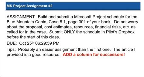 assignment build and submit a microsoft project