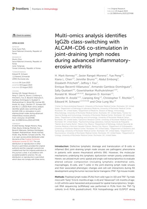 Pdf Multi Omics Analysis Identifies Igg2b Class Switching With Alcam Cd6 Co Stimulation In