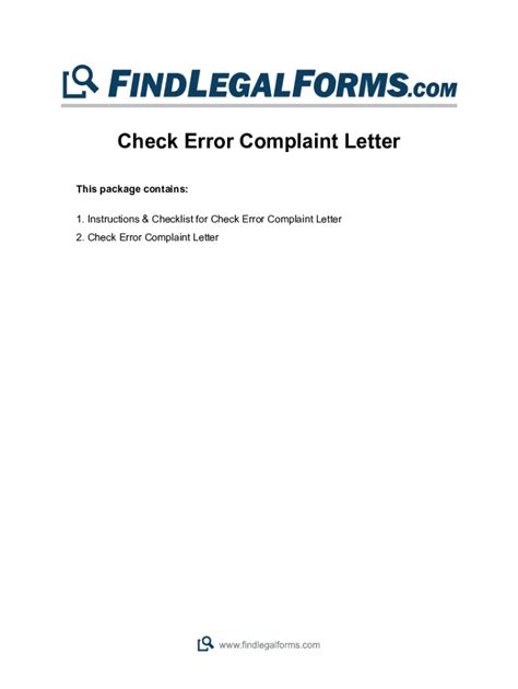 Fillable Online Check Error Complaint Letter Fax Email Print Pdffiller