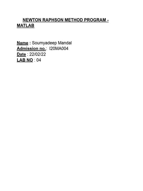 Newton Raphson Pdf Computers