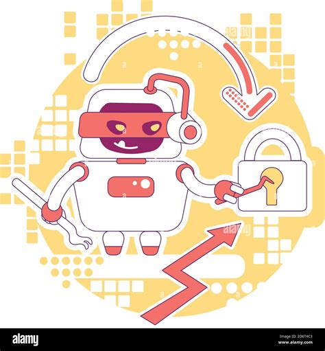 Hacker Bot Thin Line Concept Vector Illustration Stock Vector Image