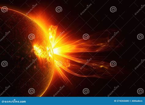 Solar Flare With View Of The Sun S Surface Releasing Bursts Of Energy And Light Stock