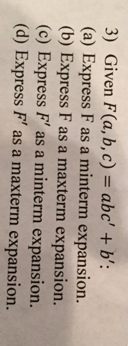 solved 3 given f a b c abc b a express f as a