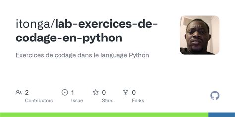 Github Itonga Lab Exercices De Codage En Python Exercices De Codage Dans Le Language Python