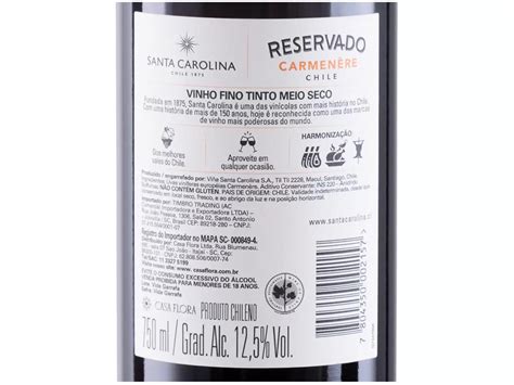 Vinho Santa Carolina Reservado Carmenère 750 Ml Bebidas Bh Delivery
