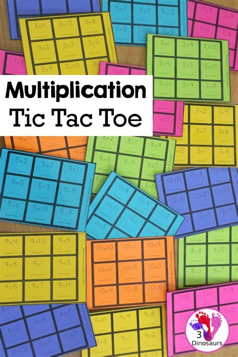 Free Multiplication Tic Tac Toe Printable 3 Dinosaurs
